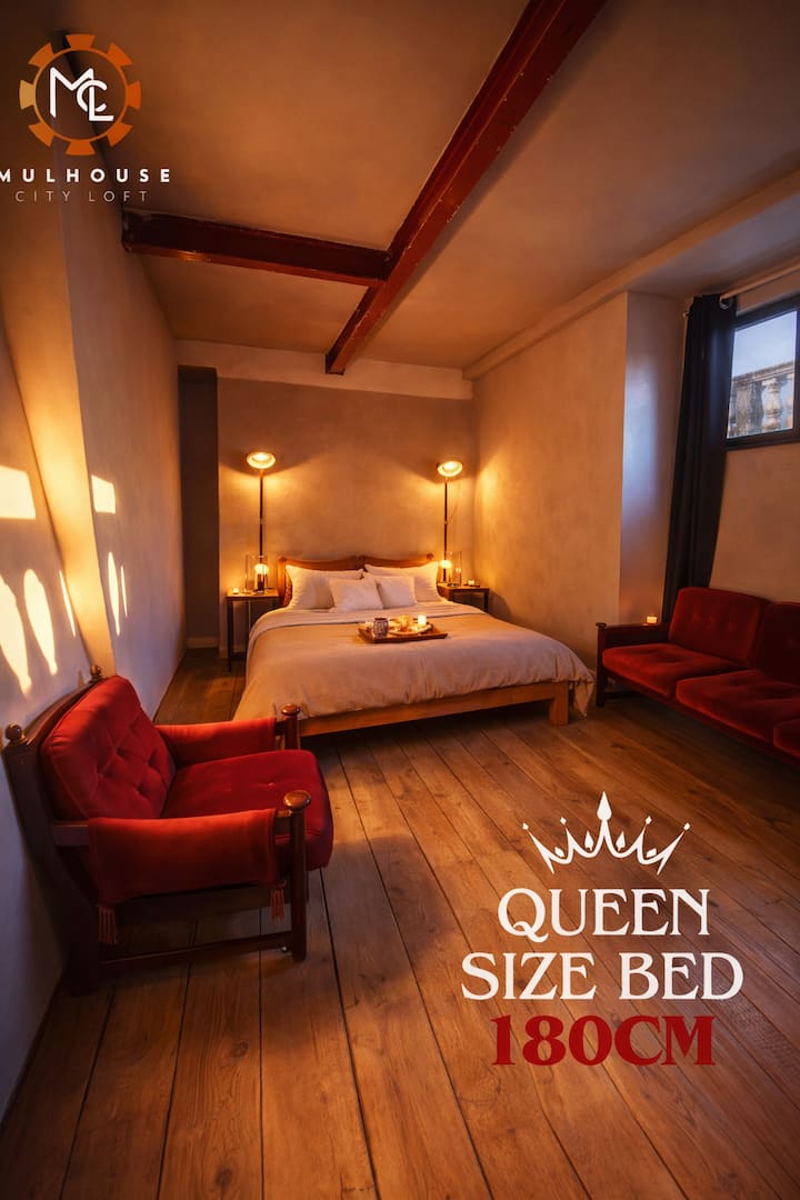 Loftstil, Queenbett & Bigscreen - Mulhouse
