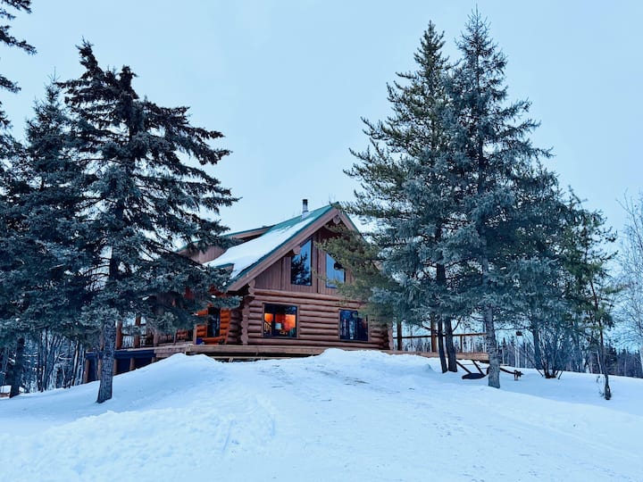 Winter Gathering Log Cabin. Icefish Skate Bonfires - Alberta