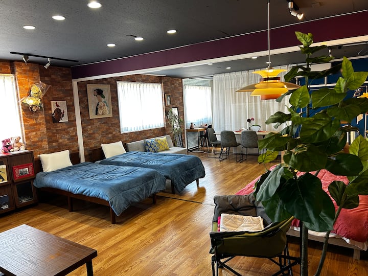 【熊本市・一棟貸し】北欧インテリア広々空間/無料駐車場付き/ペットOk/カフェ併設 - Kumamoto