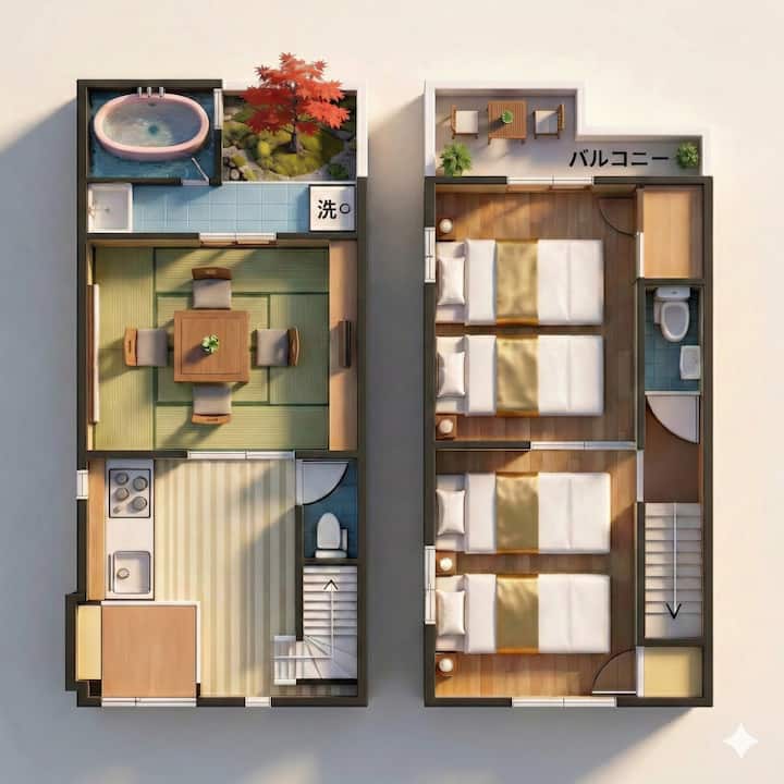日式庭院町屋｜整栋别墅｜天下茶屋站9分｜3室1厅2卫｜7人入住｜直达难波、心斋桥、kix｜90㎡ - Japan