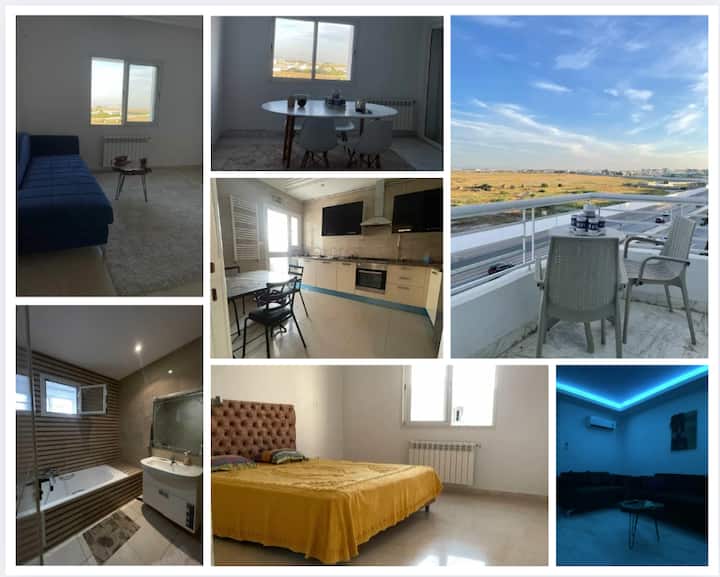 Appartement Confortable - Vue Sur Aéroport -Soukra - Tunis