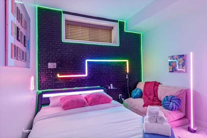 Arcade, Neon Lights, 70 Min Banff , Local Coffee - Canada