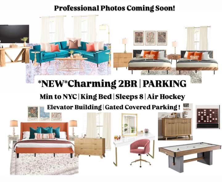 New Charming 2br Rare Parking! Min To Nyc King Bed - 호보컨