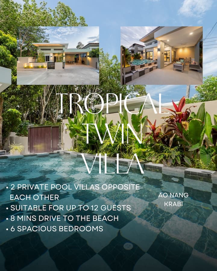 Tropical Twin Villa 6br 2 Pools - Ao Nang