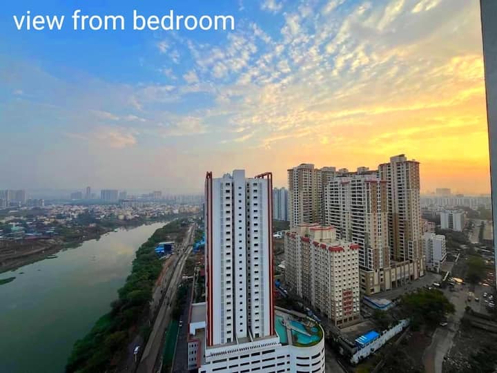 Studio With Lake View 5min From Eon It Kharadi - Pune