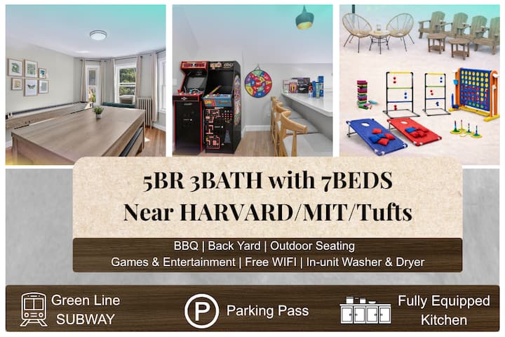 Modern Retreat W Yard Bbq Parking | Game Room | T - Somerville, MA