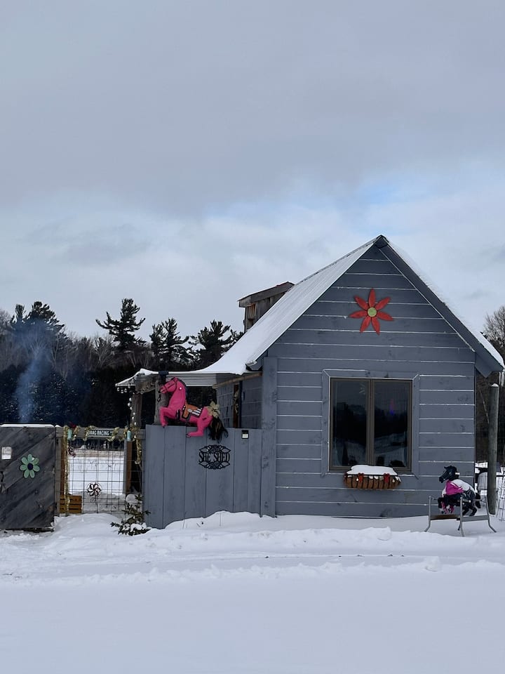 Pink Pony She-shed • Cozy Orchard Glamping - Manistee, MI