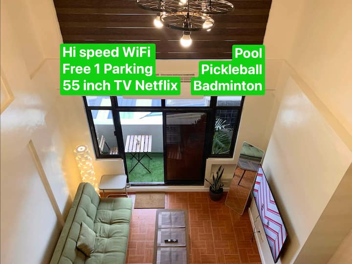 Retro Loft With Balcony Pool And Pickleball Court - Aéroport Ninoy Aquino (MNL)