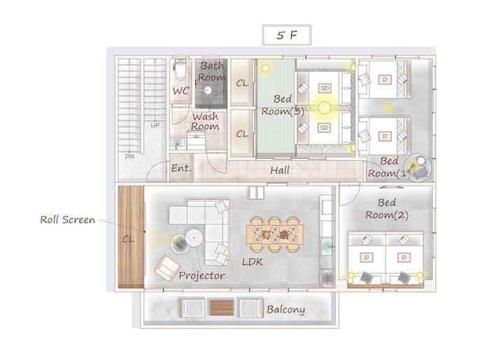 【New Open‼︎】リトリートタワー天神5f｜広さ100㎡｜最大12名｜駐車場無料 - Fukuoka