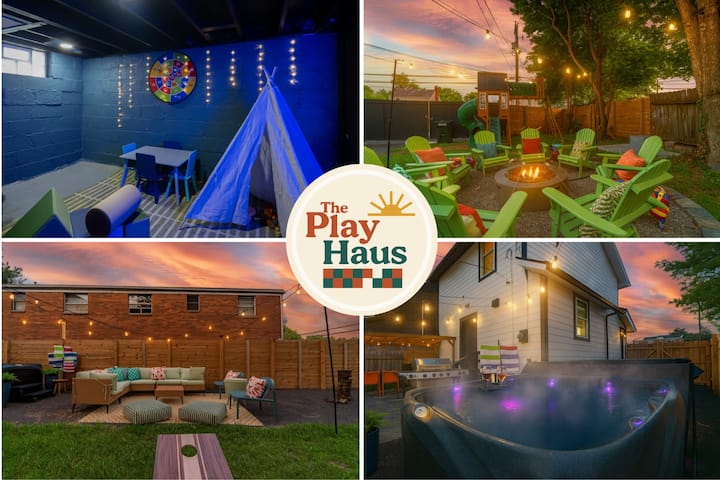 The Play Haus With Fire Pit, Hot Tub, And Playroom - 콜럼버스