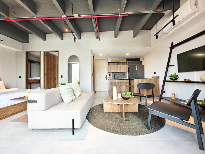 Industrial Loft | Balcony | Ac | Open Kitchen - Medellin, Antioquia, Colombia