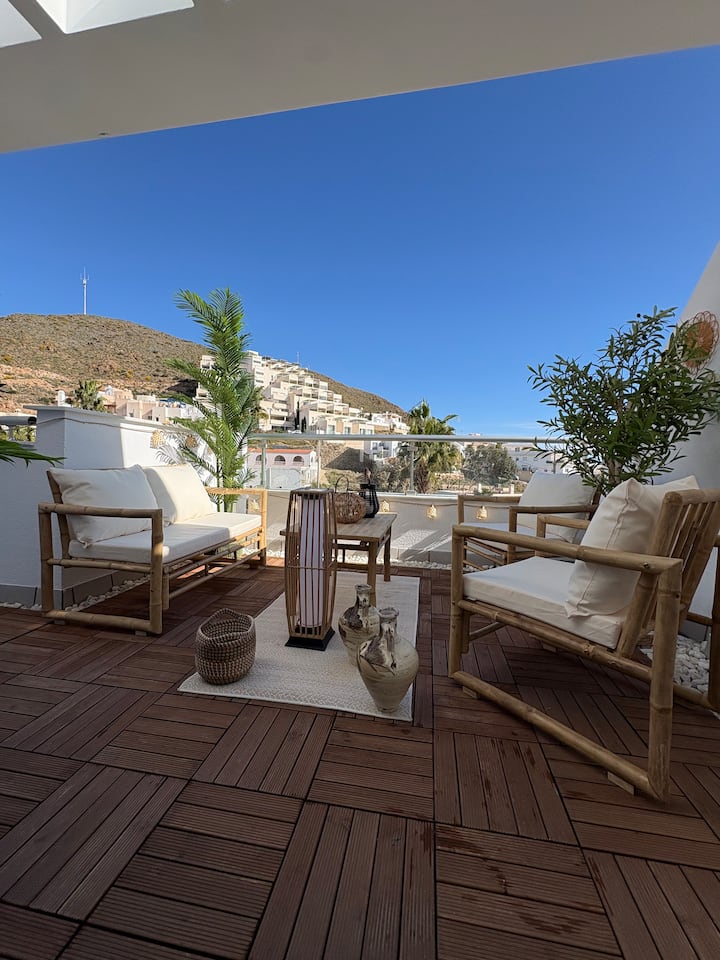 Casa Alfonso. Terraza Y Piscina. - Carboneras