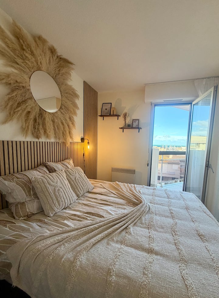 T2-au Calme-vue Mer-balcon-wifi-parking Privé - Canet-en-Roussillon
