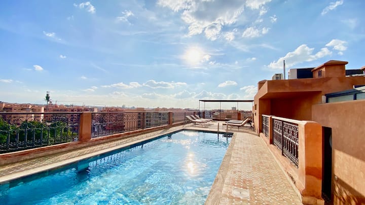 Piscine Rooftop, Duplex 2 Suites Au Cœur De Gueliz - Marrakesh