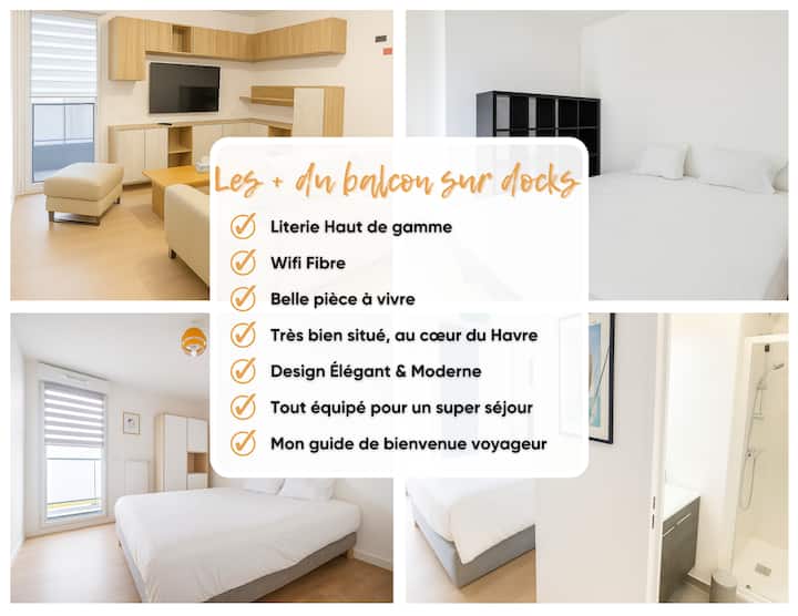 (Nouveau) Balcon Sur Docks - 4 Lits - Wifi- Gare - Le Havre