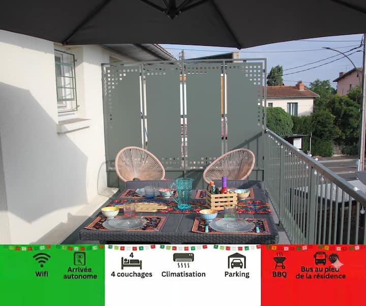 The Mexican House - Large 1 Br, Terrasse & A/c - Aucamville