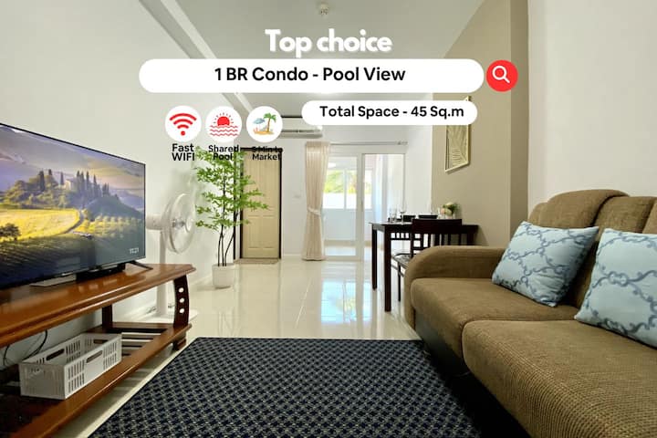 Relaxing Pool-view 1br Condo | Wifi | Phuket Town - Phuket