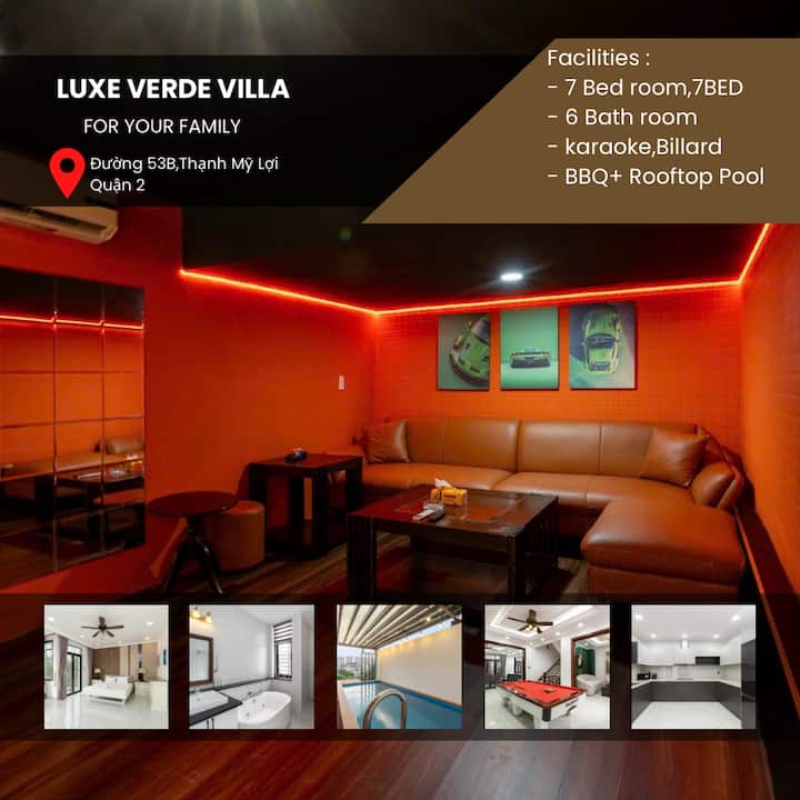 Luxe Verde Villa-7br/ktv/billards/bbq/rooftop Pool - Ho Chi Minh