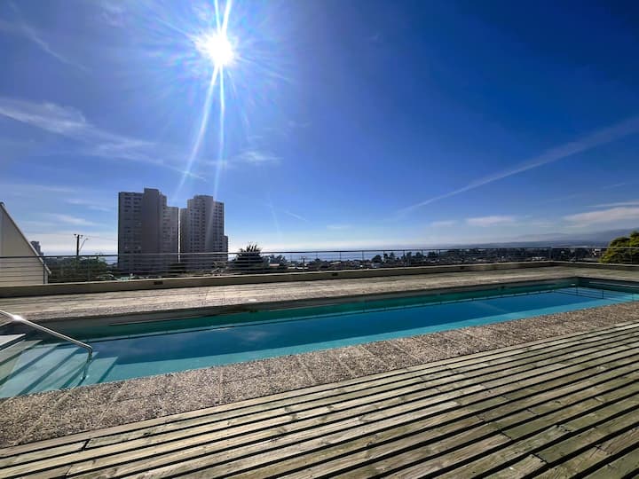Exclusivo Dpto. Vista Al Mar Terraza Y Piscina - Concón