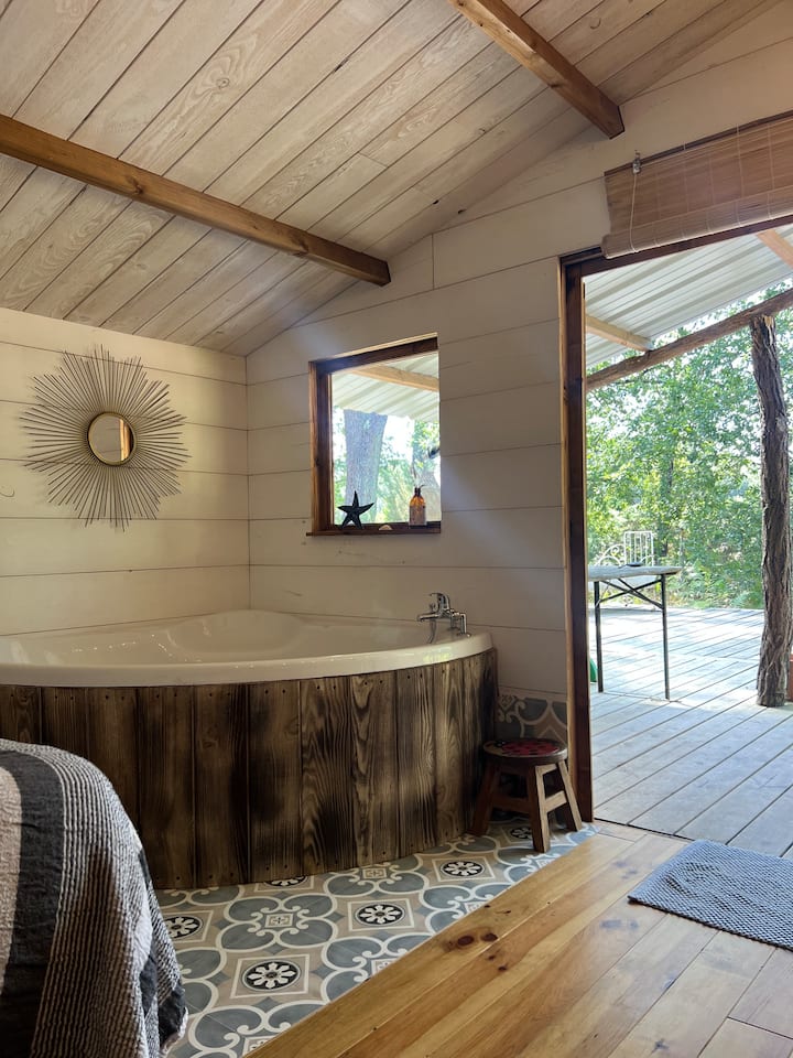 Pettit Cosy Cabin Avec Beignoire Dans La Forêt - Mimizan