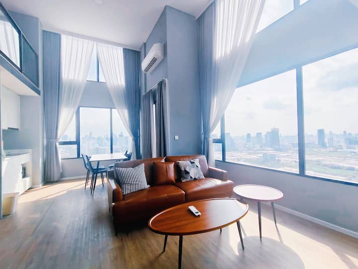 Rama9-两卧复式房477/中国房东/屋顶泳池/近火车夜市/近tonglor/近rca - Bangkok