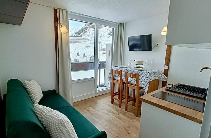 Studio Cœur Station La Croisette, Vue Piste - Val Thorens