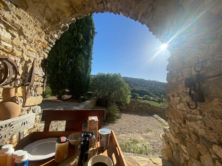 Vue Exceptionnelle  2 Maisons En Pierre & Jardin - Vallon-Pont-d'Arc