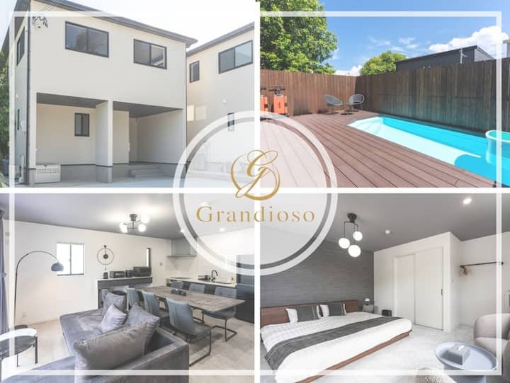 【新築（最大16名）】3br（120㎡）/ベッド8台/プール・サウナ付/bbq/駐車2台/恩納14a - Nago