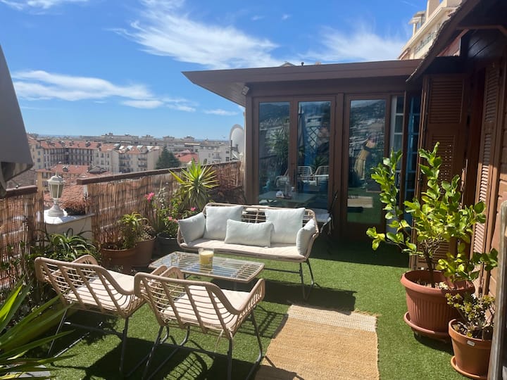 Belle Terrasse Avec Vue Sur Nice - Nizza