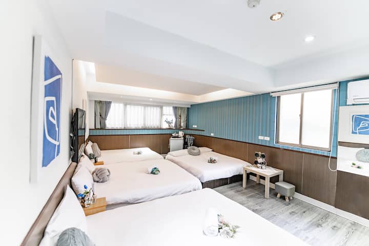 D706/藍色氣泡/捷運西門町站走路5分鐘/夜市/紅樓/台北車站/電梯/洗衣機/泡泡瑪特/住2-8人 - 永和區