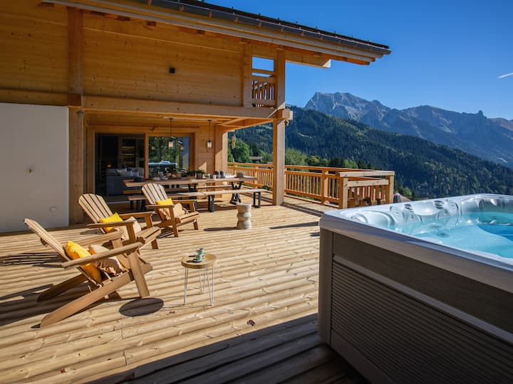 Chalet Luxe 14p · Jacuzzi & Hammam · Vue Alpes - Manigod