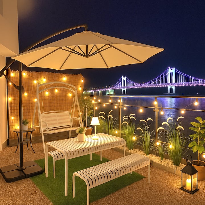 #불꽃축제 명당#블루오션 테라스#감성테라스#광안리해변1열#밀락더마켓#뷰맛집 - Busan