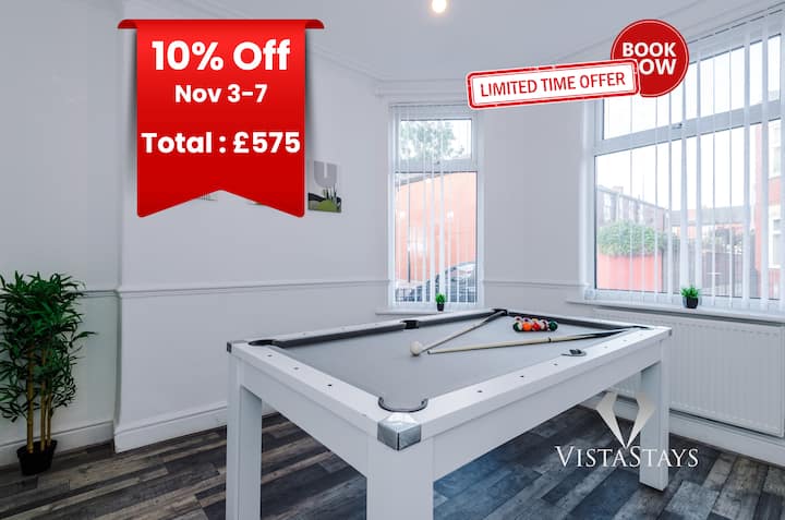 10% Off | Mon–fri Stay | Pool Table | Contractors - Manchester