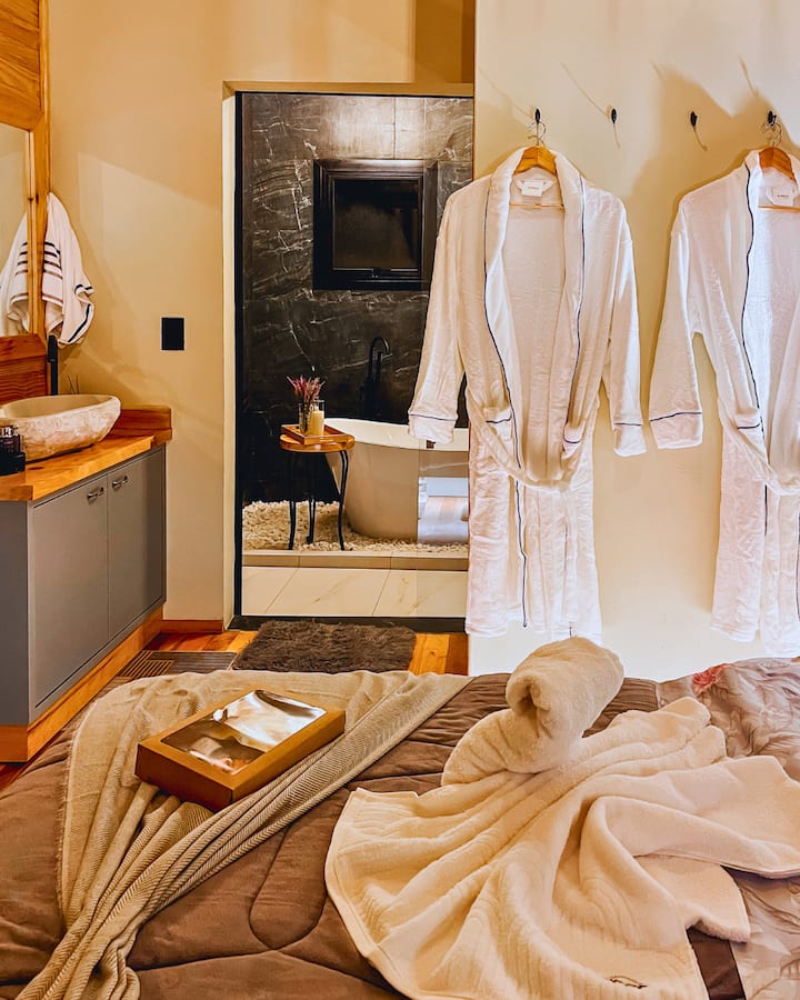 Cabana Romântica, Banheira, Lareira E Privacidade. - Bom Retiro