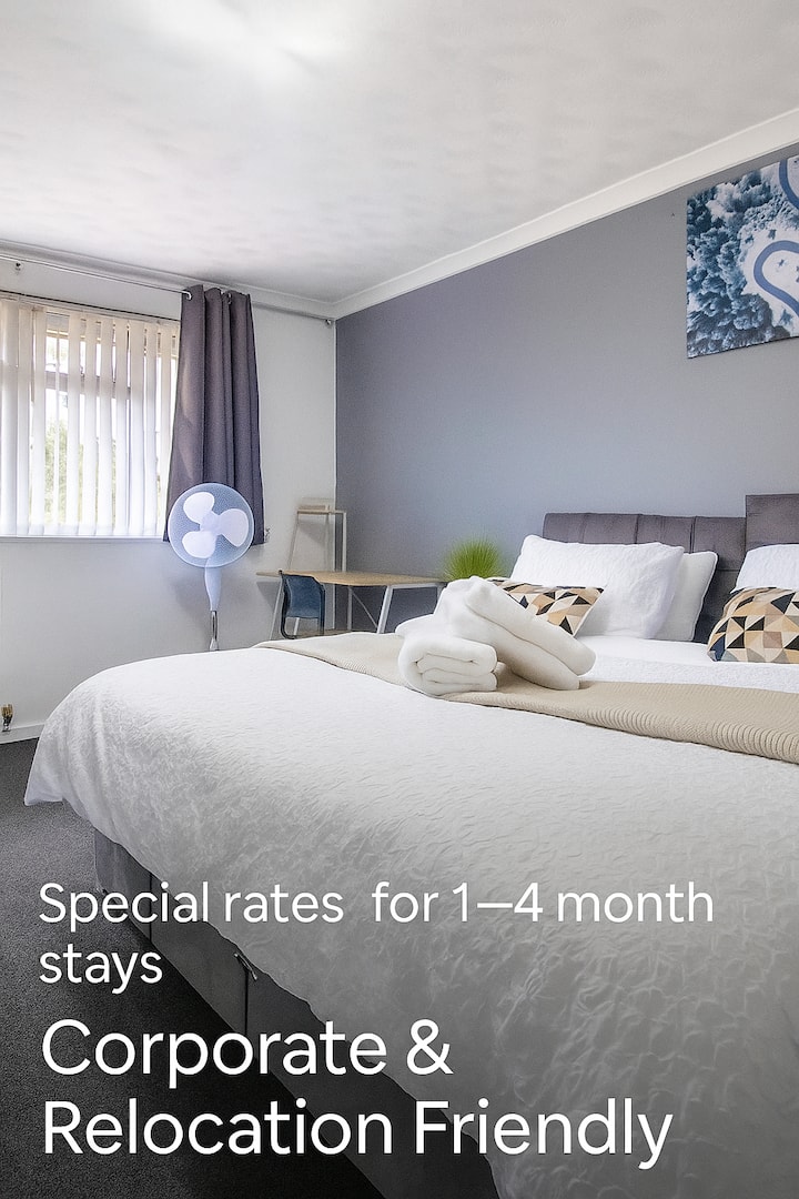 Mk Central – Furnished, Wifi, Parking, Long Stay - Milton Keynes