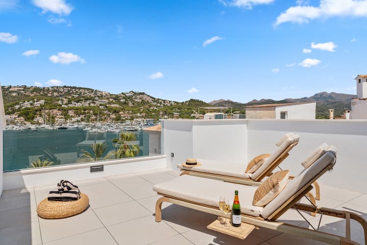 Promenade Apartment | Rooftop Terrace, Harbor View - Sant Elm