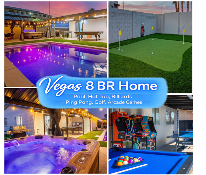 Grand 8br Oasis  Pool, Spa, Arcade Games - North Las Vegas, NV