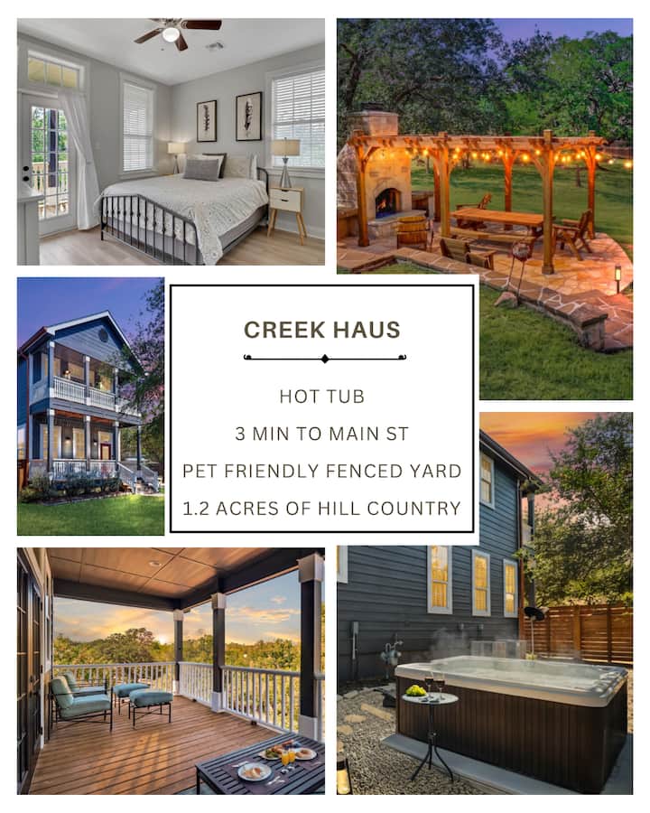 Creek Haus • Main St- Hot Tub- Pet-friendly-1 Acre - Fredericksburg, TX
