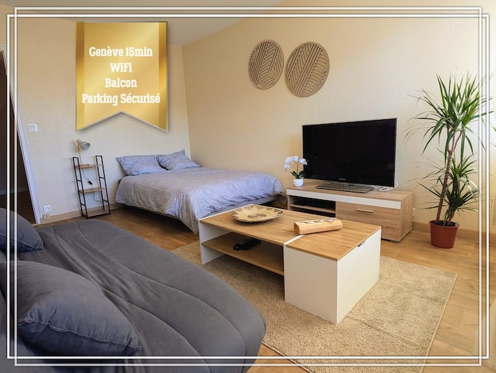Studio Tram Genève+ Parking Sécurisé+ Balcon Vue - Annemasse