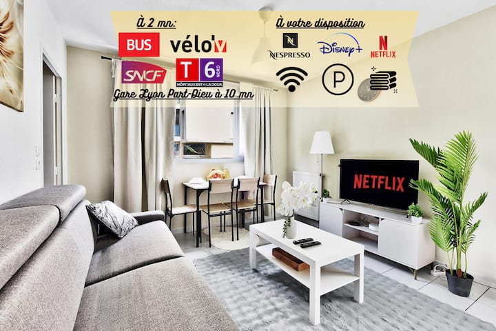 Cocon Cosy 37m² - Calme, Confortable - Proche Lyon - ibis budget Lyon Villeurbanne