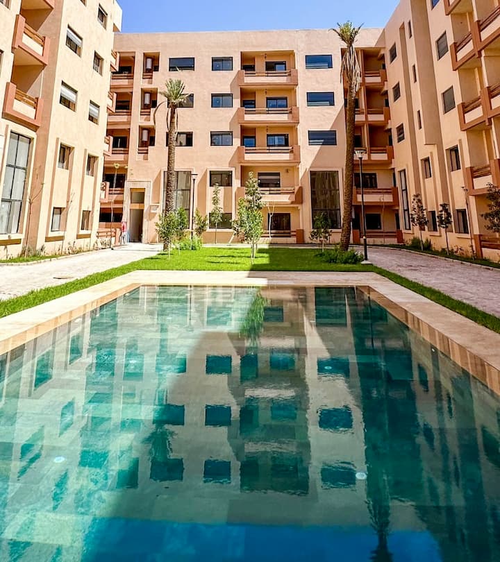 T2- Vue Piscine/ Calme/ Neuf. Proche Guéliz/médina - Marrakech