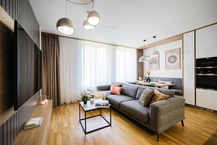 Bright 1bdr Apt. W/ Garage • 65" Tv • 200mbs Wifi - Praga