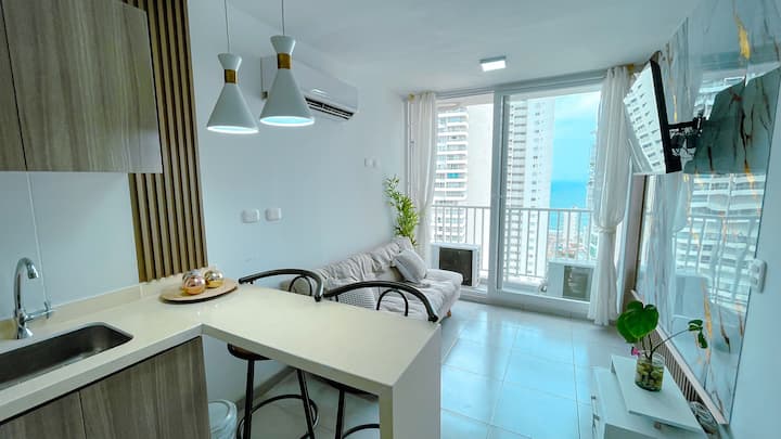 Moderno Apto Vista Al Mar/a.c/wifi/3 Hab/8 Pax - Cartagena