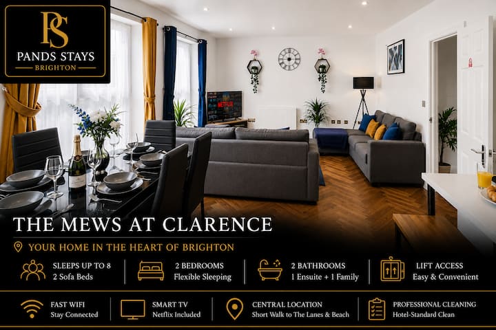 Stylish 2 Bed Apt Cent Brighton The Lanes Sleeps 8 - Brighton