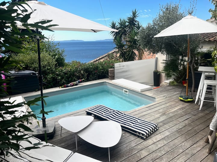 Maison, Piscine Privative Chauffée, Vue Mer - Le Lavandou