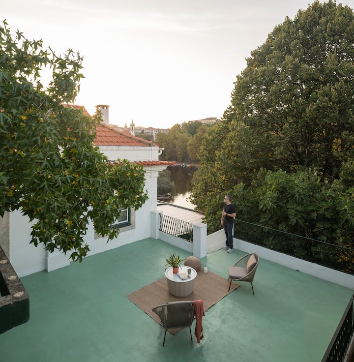 River And Historic Center View With A Huge Terrace - Amarante