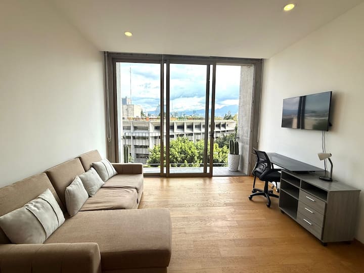 Loft Moderno Luminoso Con Balcón - Mehika