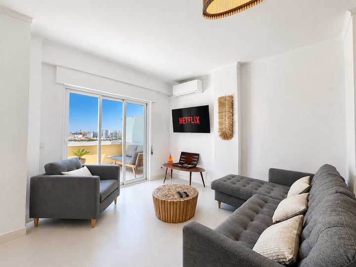 [Doble Vista Faro] Terrace With View, Ac & Wifi - Faro District
