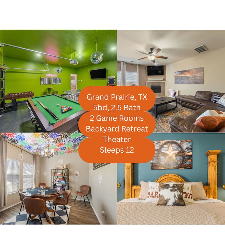 New Sleeps 12 I Pet Friendly +Game Rooms+ Theater - Arlington, TX