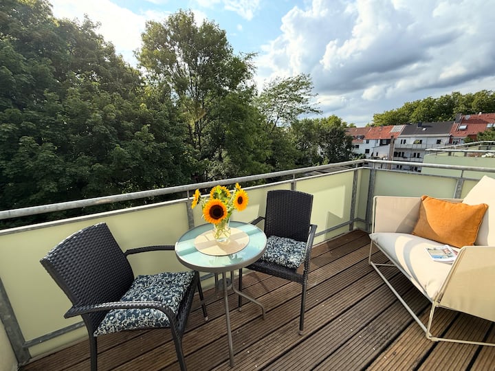 Apt. Sunnyside: 1-zimmer Wohnung Mit Großem Balkon - Essen